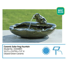 Smart Solar Ceramic Frog Fountain – Garden Decor — Fountains USA